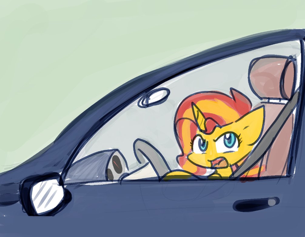 #2975890 - safe, artist:zutcha, sunset shimmer, pony, unicorn, g4, car ...
