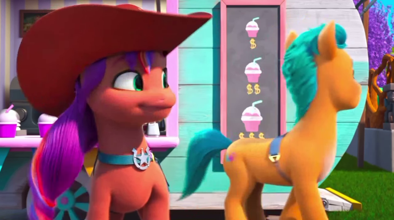 #2960069 - safe, screencap, hitch trailblazer, sunny starscout, bird, chipmunk, earth pony, pony ...