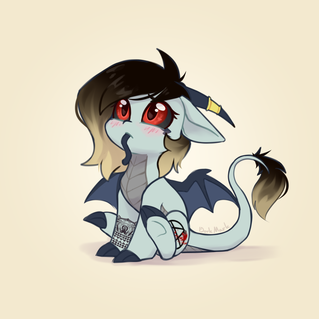 #2977989 - safe, artist:dorkmark, oc, oc:bloodlight bonestalk, dracony ...