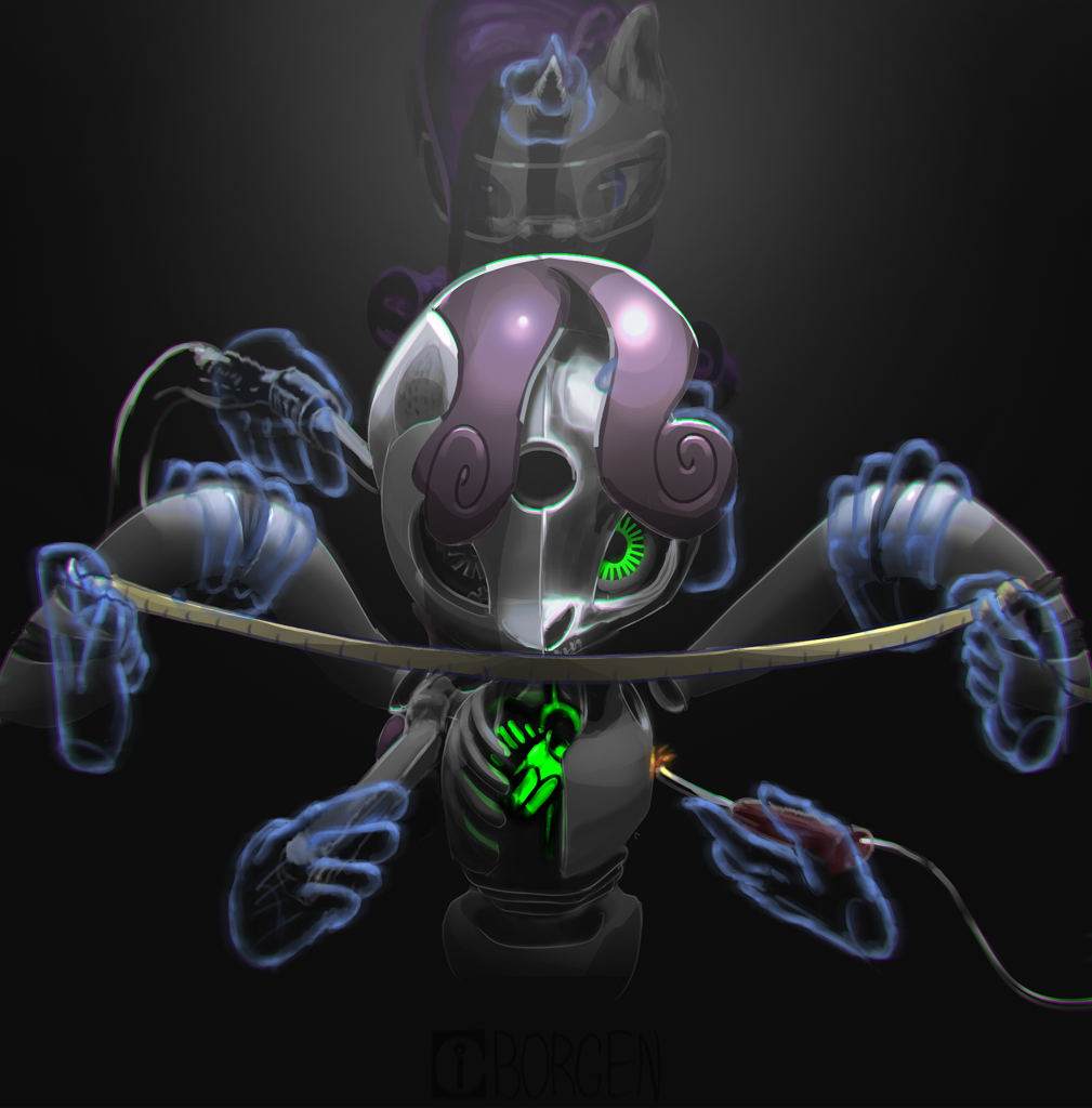 #2978229 - safe, artist:ciborgen, rarity, sweetie belle, pony, robot, robot pony, unicorn, g4 ...