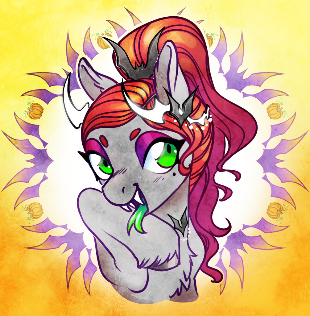 #2960258 - safe, artist:opalacorn, oc, oc only, oc:void, pegasus, pony, chest fluff, fangs ...