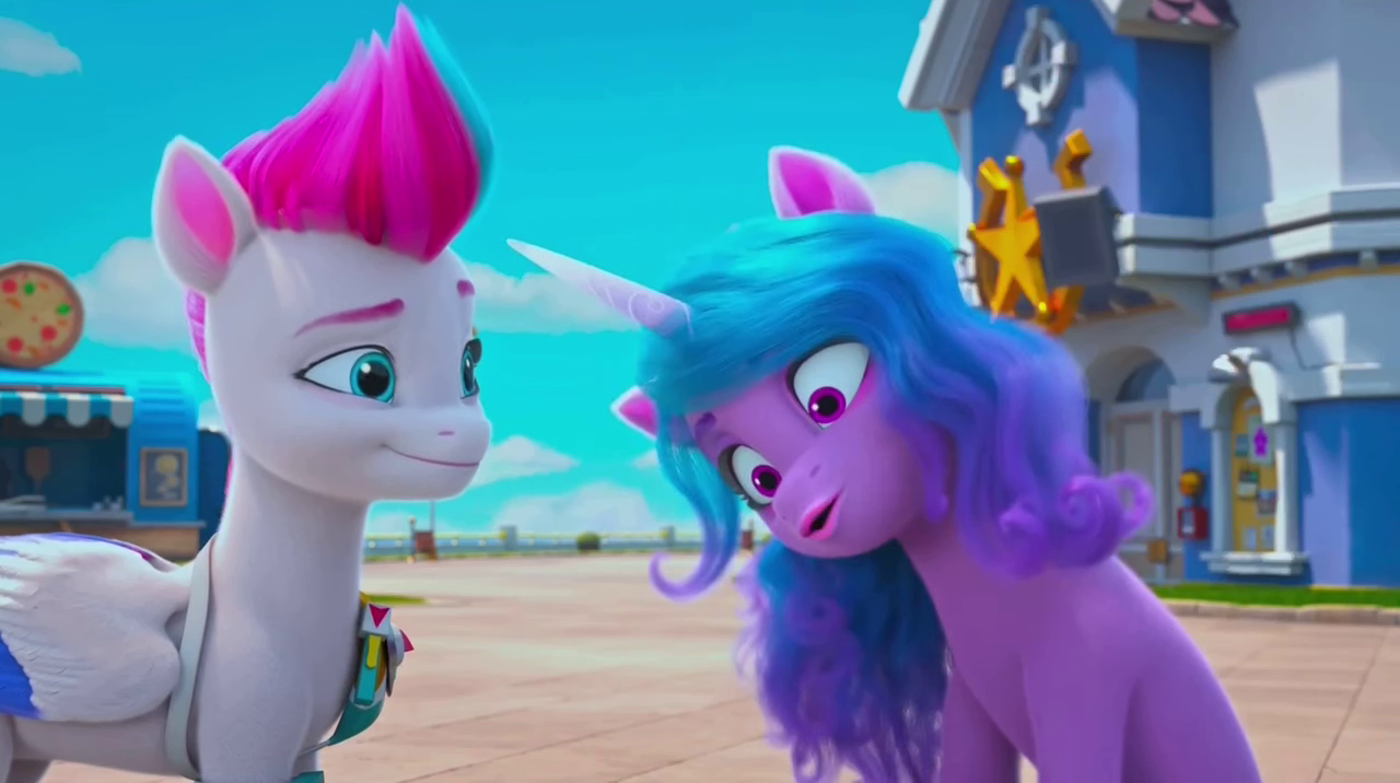 #2961892 - safe, screencap, izzy moonbow, zipp storm, pegasus, pony, unicorn, g5, hoof done it ...