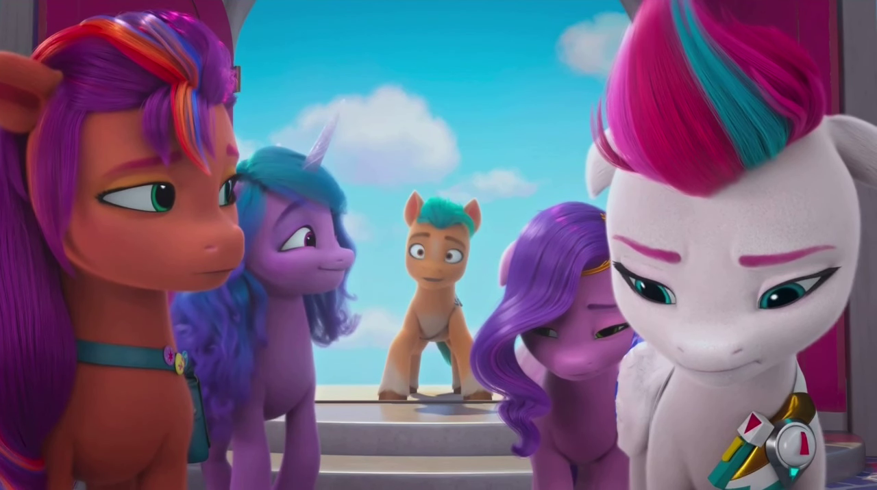 #2962854 - safe, screencap, hitch trailblazer, izzy moonbow, misty brightdawn, pipp petals ...