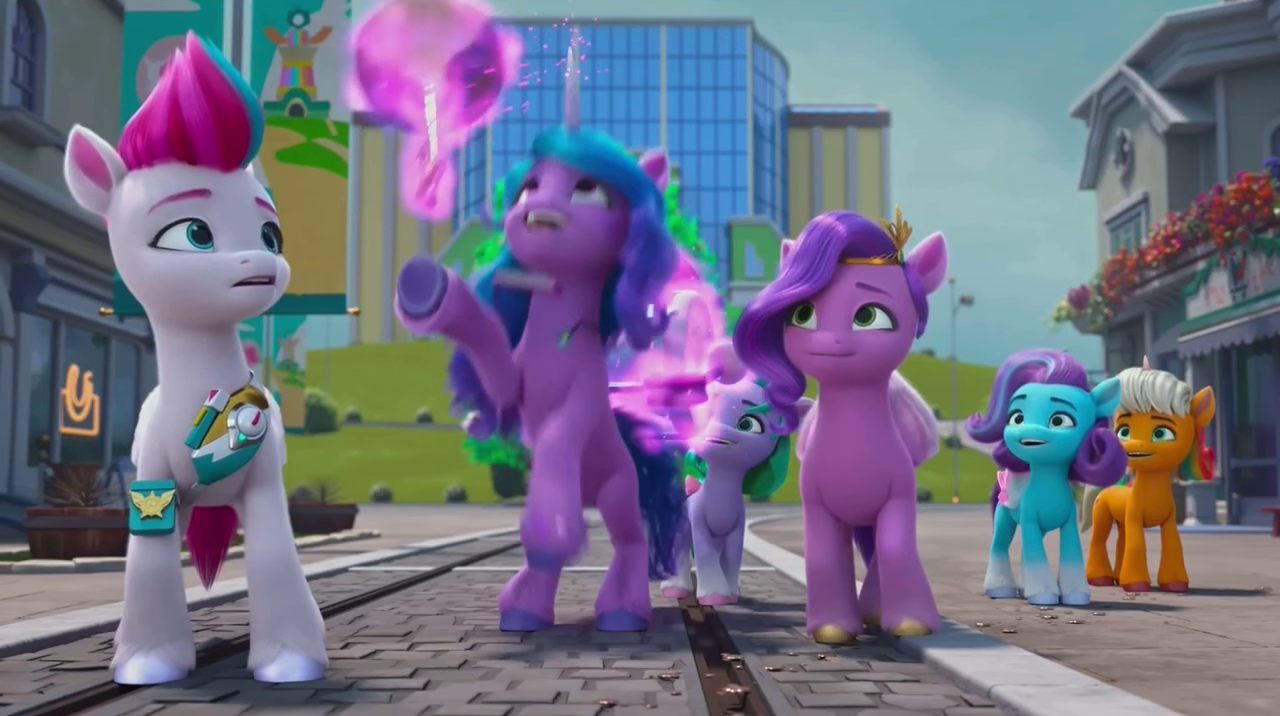 #2963165 - safe, screencap, glory (g5), hitch trailblazer, izzy moonbow, peach fizz, pipp petals ...