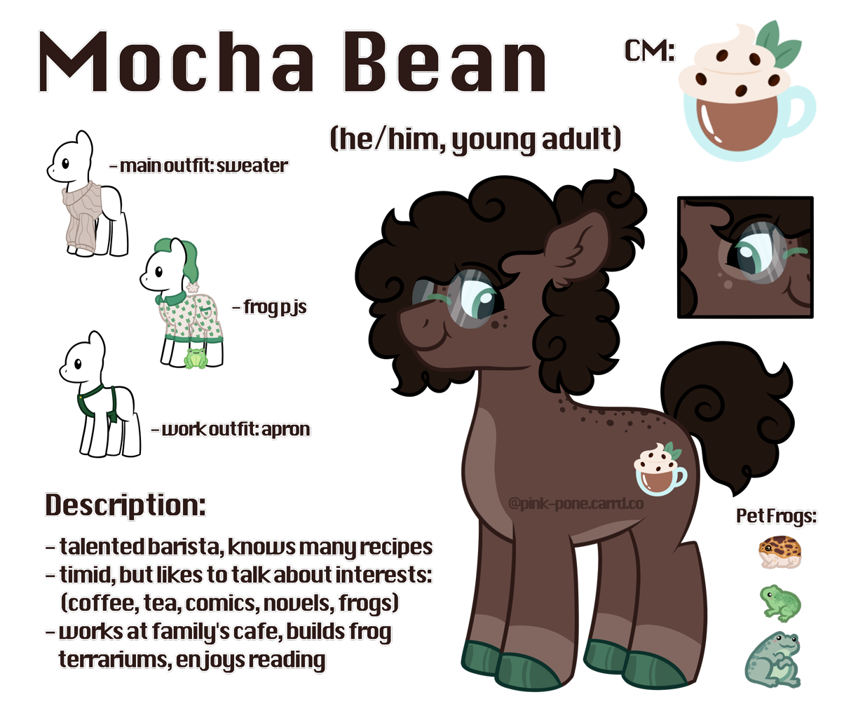 #2963322 - safe, artist:pink-pone, oc, oc:mocha bean, earth pony, frog ...