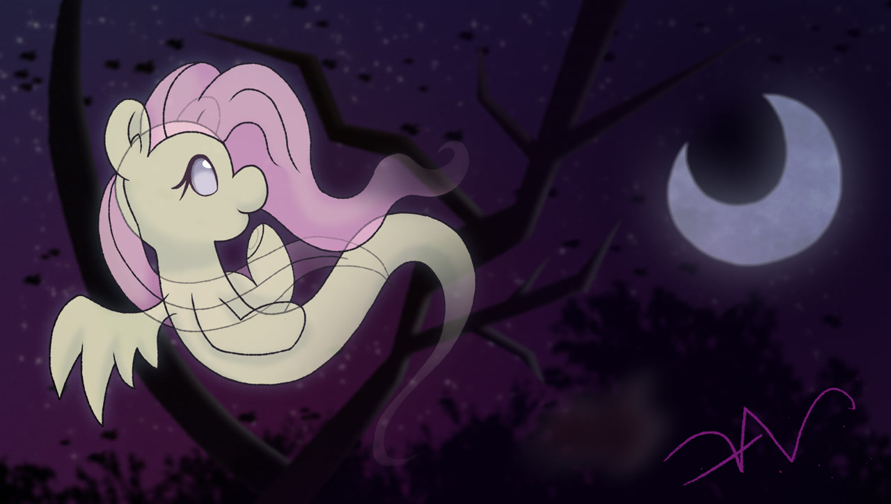 #2963835 - safe, artist:swasfews, fluttershy, ghost, ghost pony ...