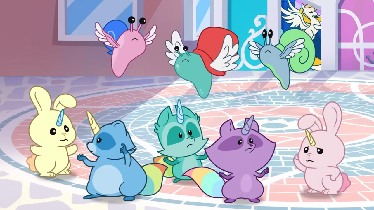 #2984867 - safe, screencap, bunnycorn, pegasnail, rabbit, raccoon ...