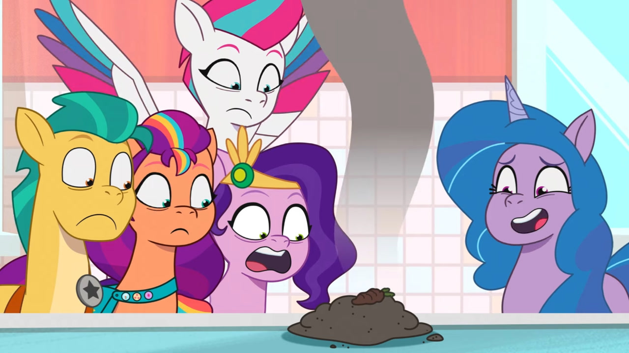 #2985190 - safe, screencap, hitch trailblazer, izzy moonbow, pipp petals, sunny starscout, zipp ...