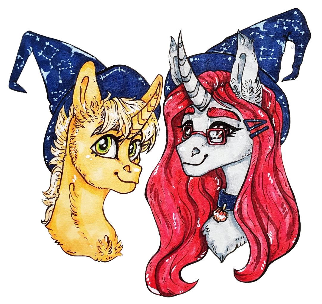 #2985360 - safe, artist:skior, oc, oc only, pony, unicorn, bust, duo ...