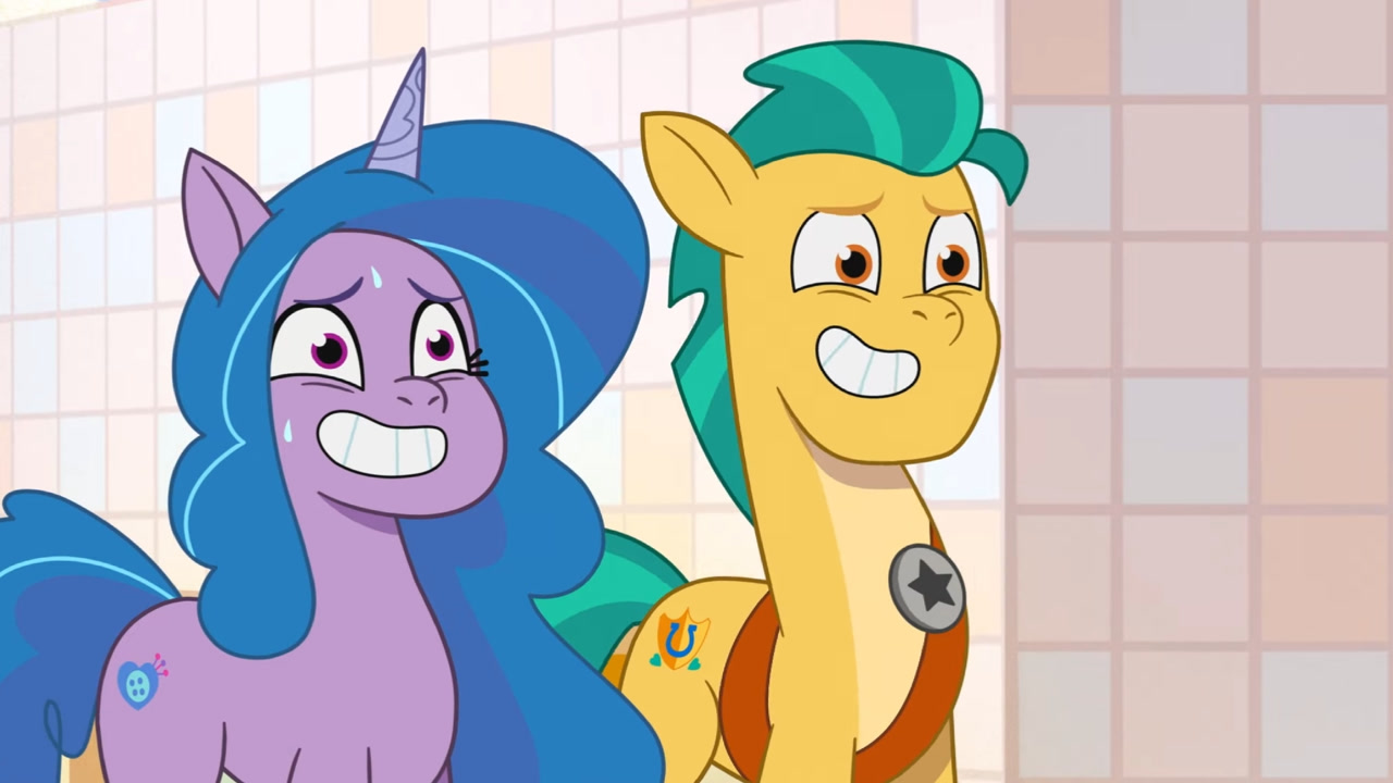 #2985524 - safe, screencap, hitch trailblazer, izzy moonbow, earth pony ...