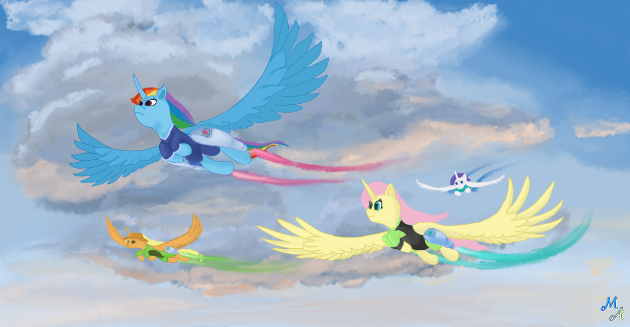 #2987560 - safe, artist:maslivka, applejack, fluttershy, rainbow dash ...