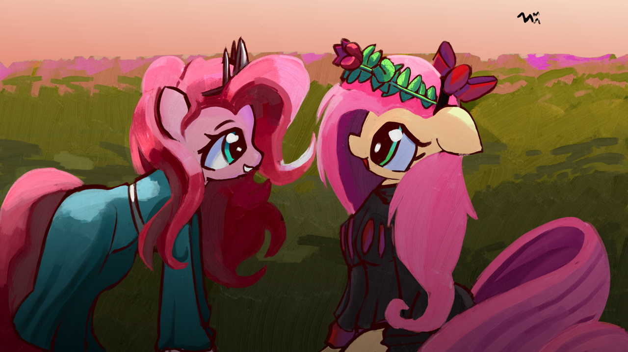 #2987858 - safe, artist:solid shrimp, fluttershy, pinkie pie, bird ...