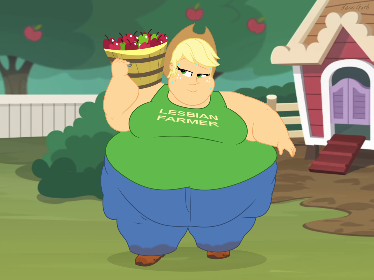 #2988063 - safe, artist:neongothic, applejack, human, equestria girls, g4, amplejack, apple ...