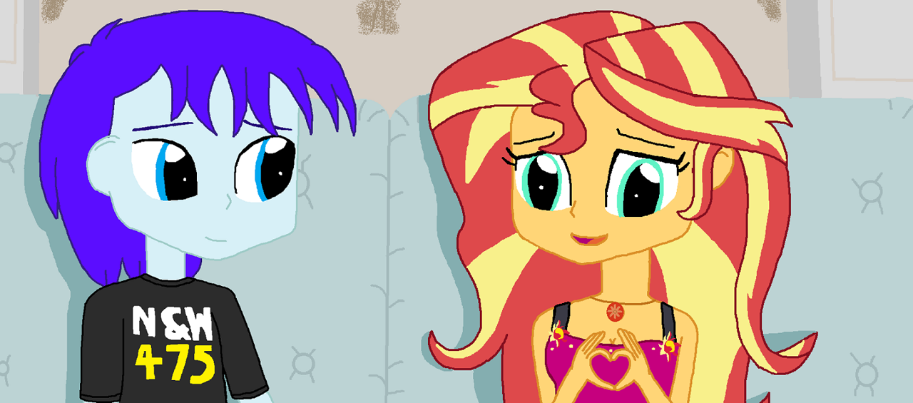 #2988529 - safe, artist:thomaszoey3000, sunset shimmer, oc, oc:blue ink, human, equestria girls ...