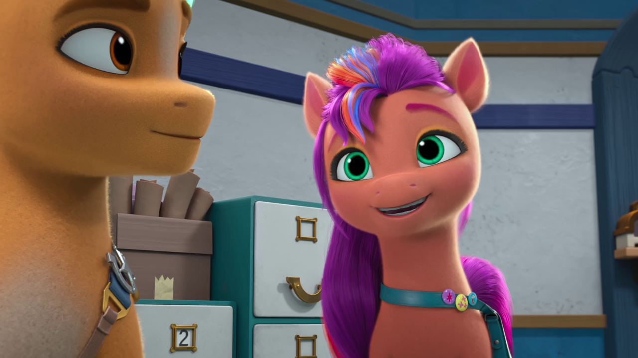 #2988945 - safe, screencap, hitch trailblazer, sunny starscout, earth pony, pony, g5, hoof done ...