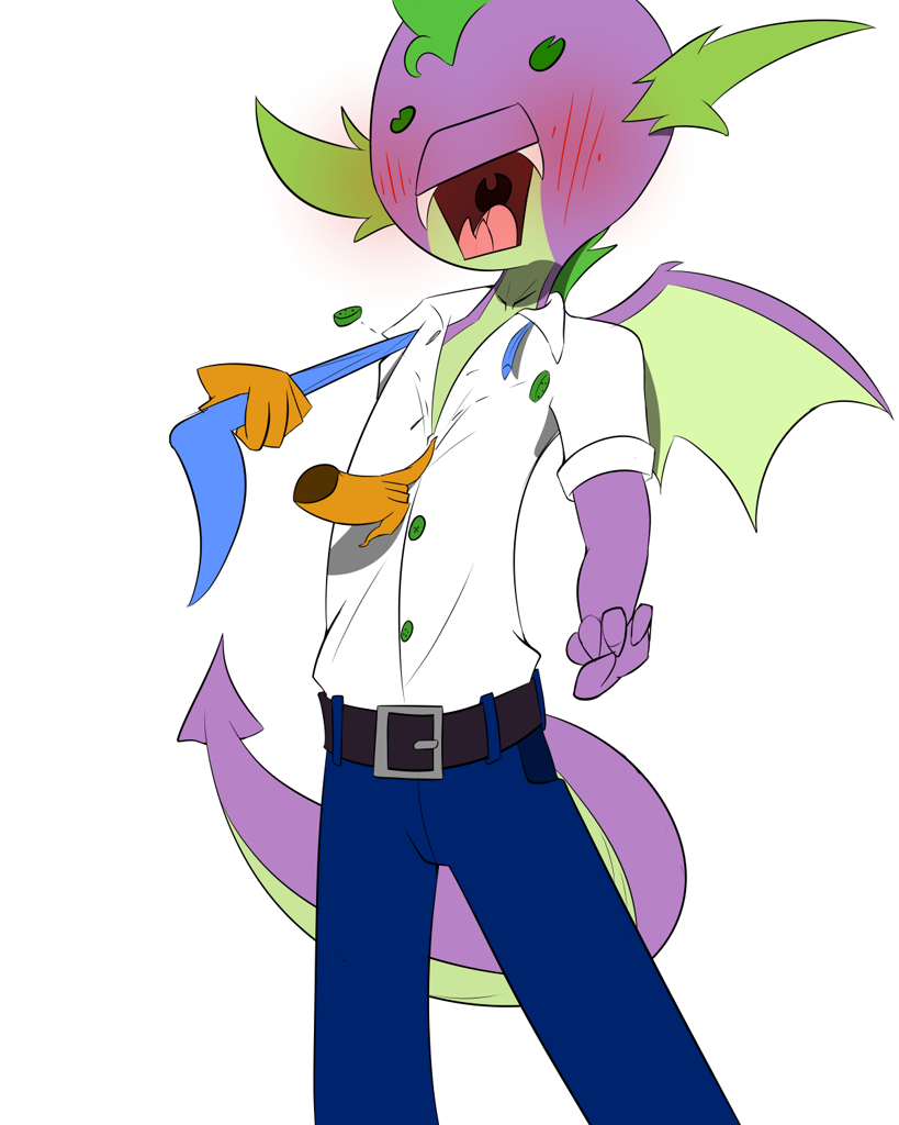 #2989698 - suggestive, artist:peppertech, smolder, spike, dragon, anthro, g4, blushing ...