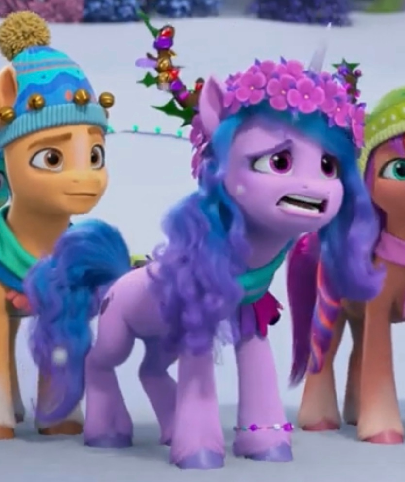 #2990118 - safe, screencap, hitch trailblazer, izzy moonbow, sparky sparkeroni, sunny starscout ...