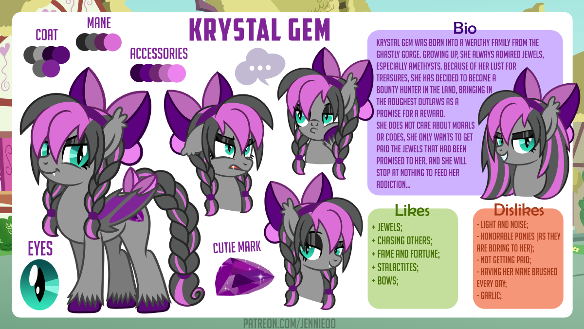 #2991201 - safe, artist:jennieoo, oc, oc only, oc:krystal gem, bat pony, pegasus, pony, angry ...