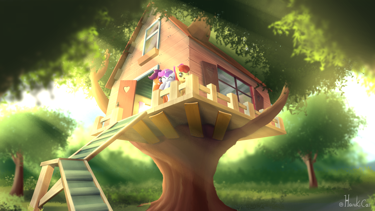 #2991522 - safe, artist:harukiicat, apple bloom, scootaloo, sweetie ...