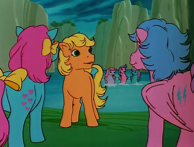 #2991808 - safe, screencap, applejack (g1), bow tie (g1), firefly ...