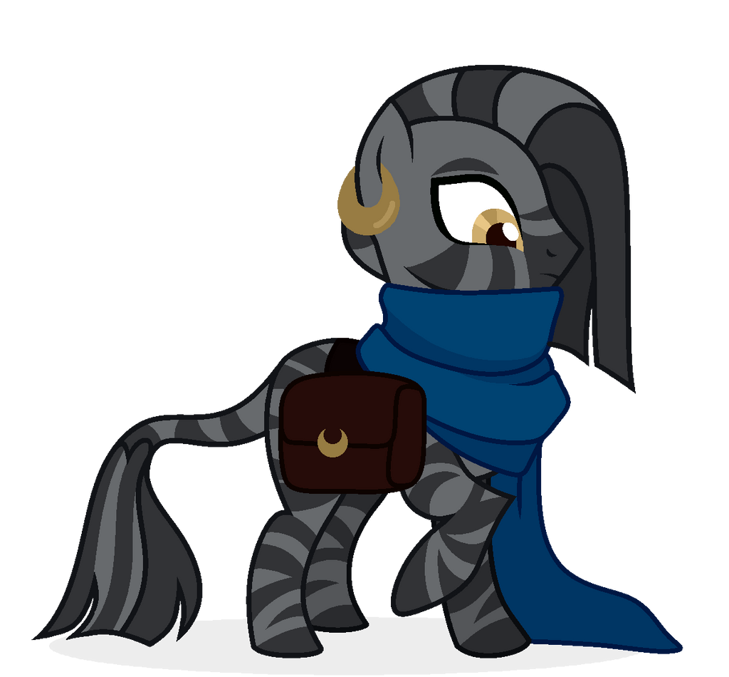 #2992896 - safe, artist:kabuvee, oc, oc only, zebra, bag, clothes, saddle bag, scarf, simple ...