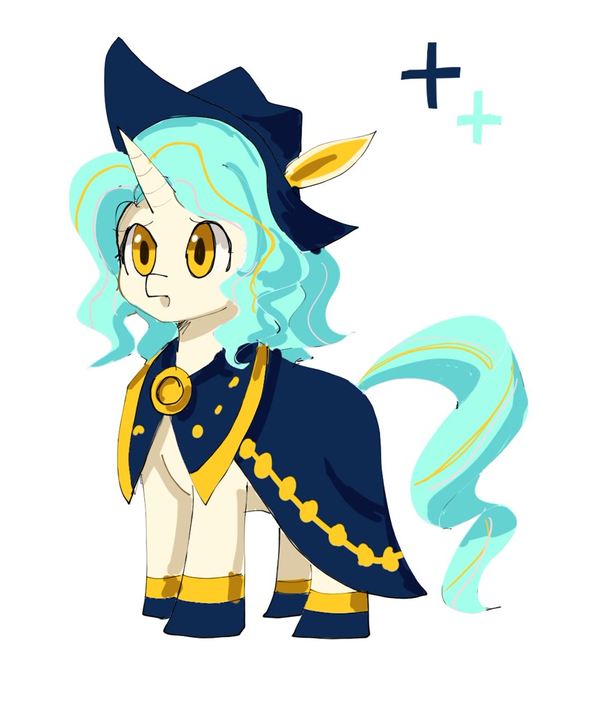 #2993364 - safe, artist:plusplus_pony, oc, pony, feather, hat, horn ...