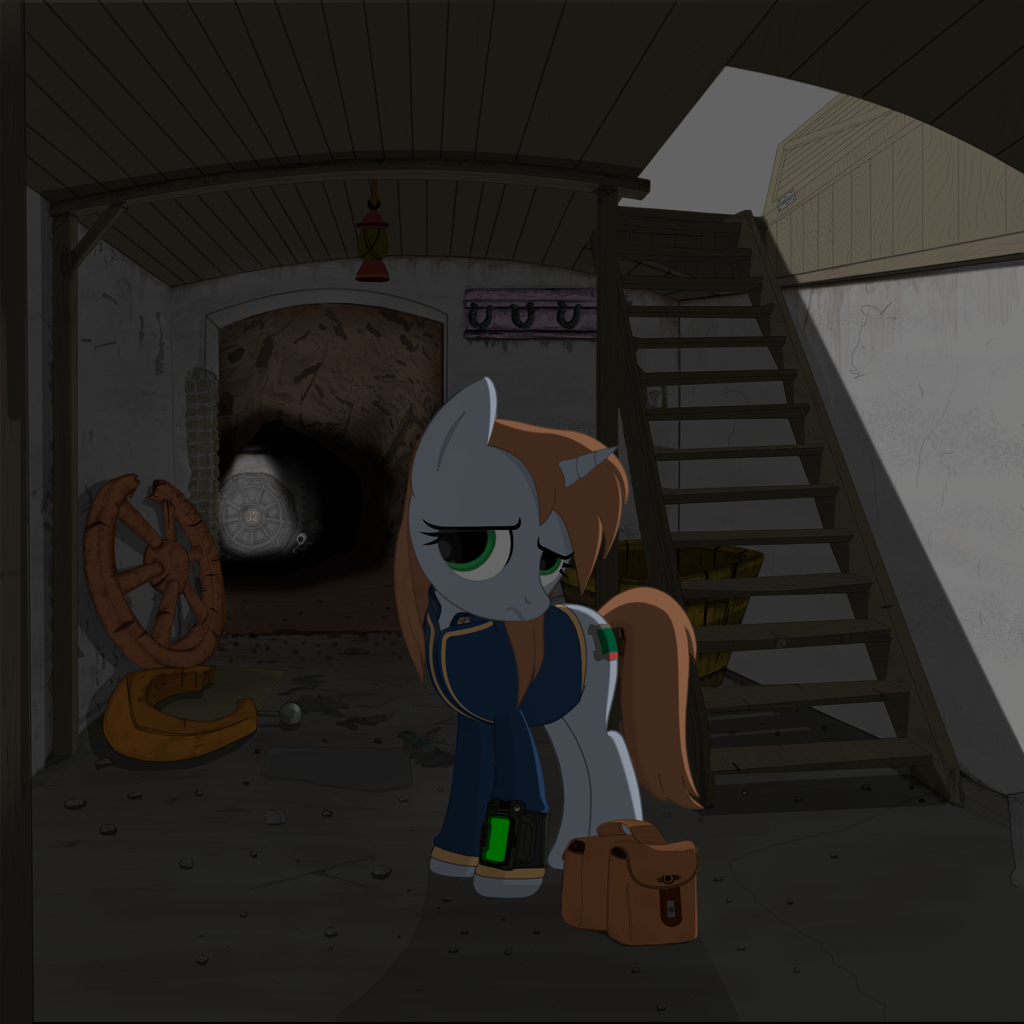 #2993732 - safe, artist:dddromm, oc, oc only, oc:littlepip, pony, unicorn, fallout equestria ...