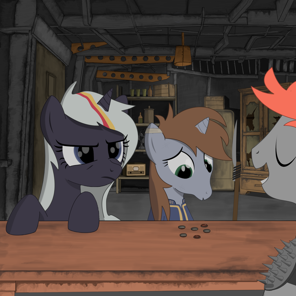 #2993737 - safe, artist:dddromm, oc, oc only, oc:littlepip, oc:velvet remedy, pony, unicorn ...