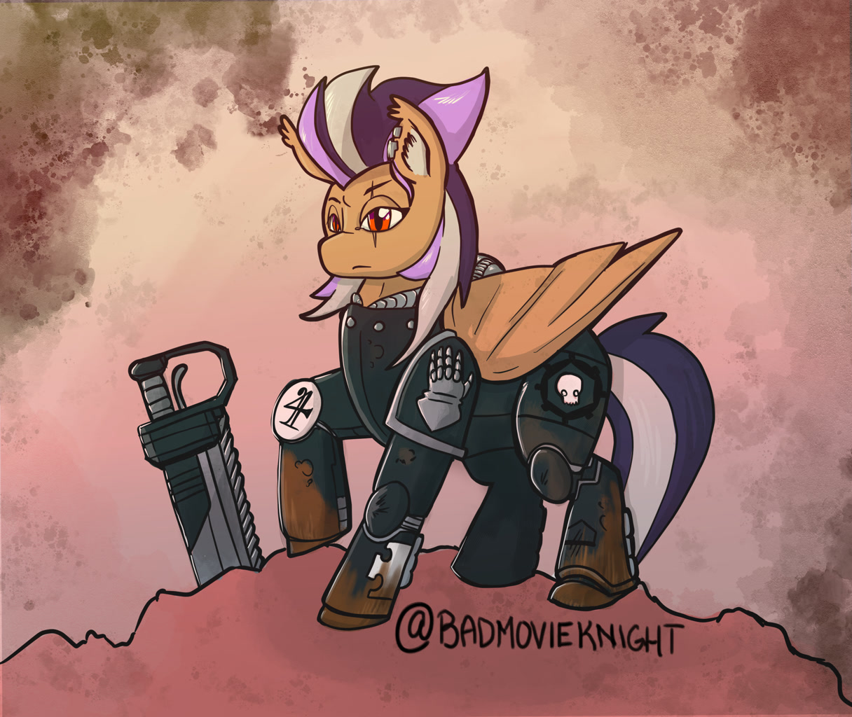 #2997760 - safe, artist:badmovieknight, oc, bat pony, armor, gothic ...