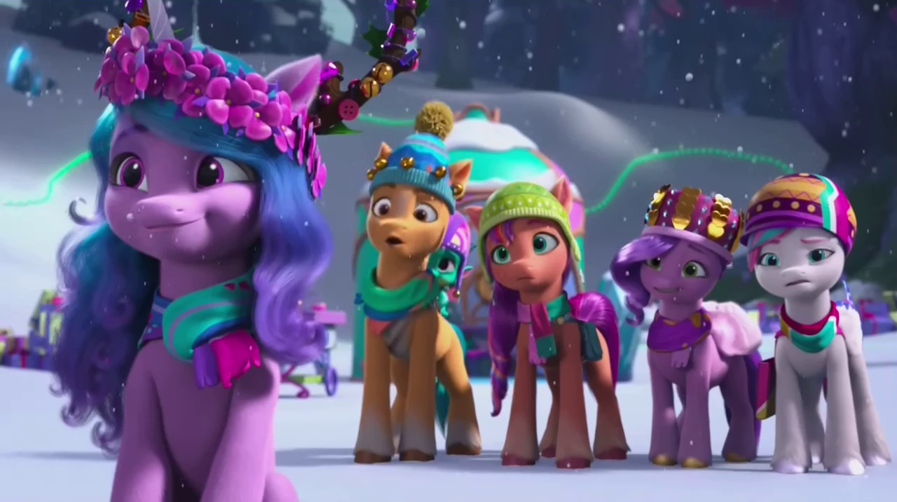 #2997794 - safe, screencap, dapple, hitch trailblazer, izzy moonbow, onyx, pipp petals, sparky ...