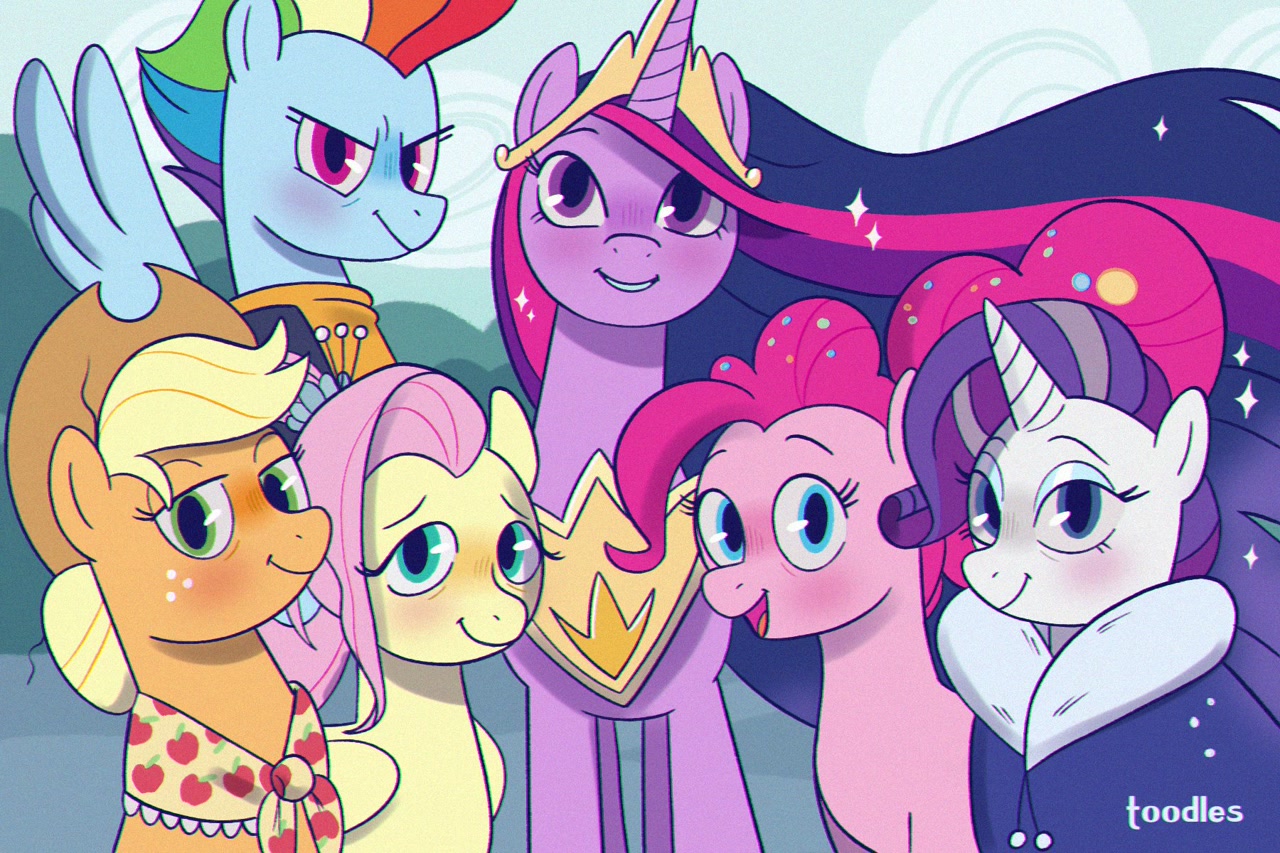 #2981907 - safe, artist:toodles3702, applejack, fluttershy, pinkie pie ...