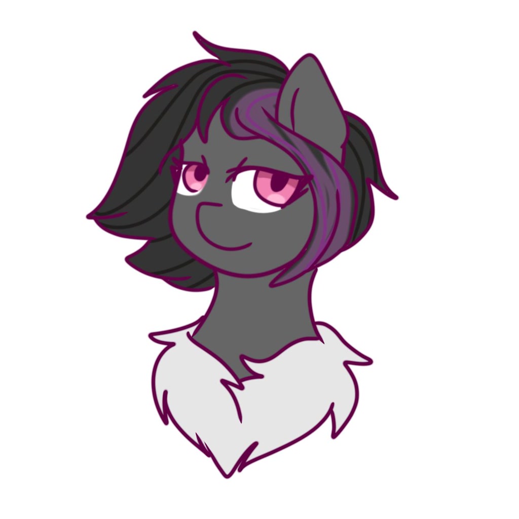 #3004602 - safe, artist:foxx_grey_art, oc, oc:mimicry, changeling, black mane, bust, purple ...