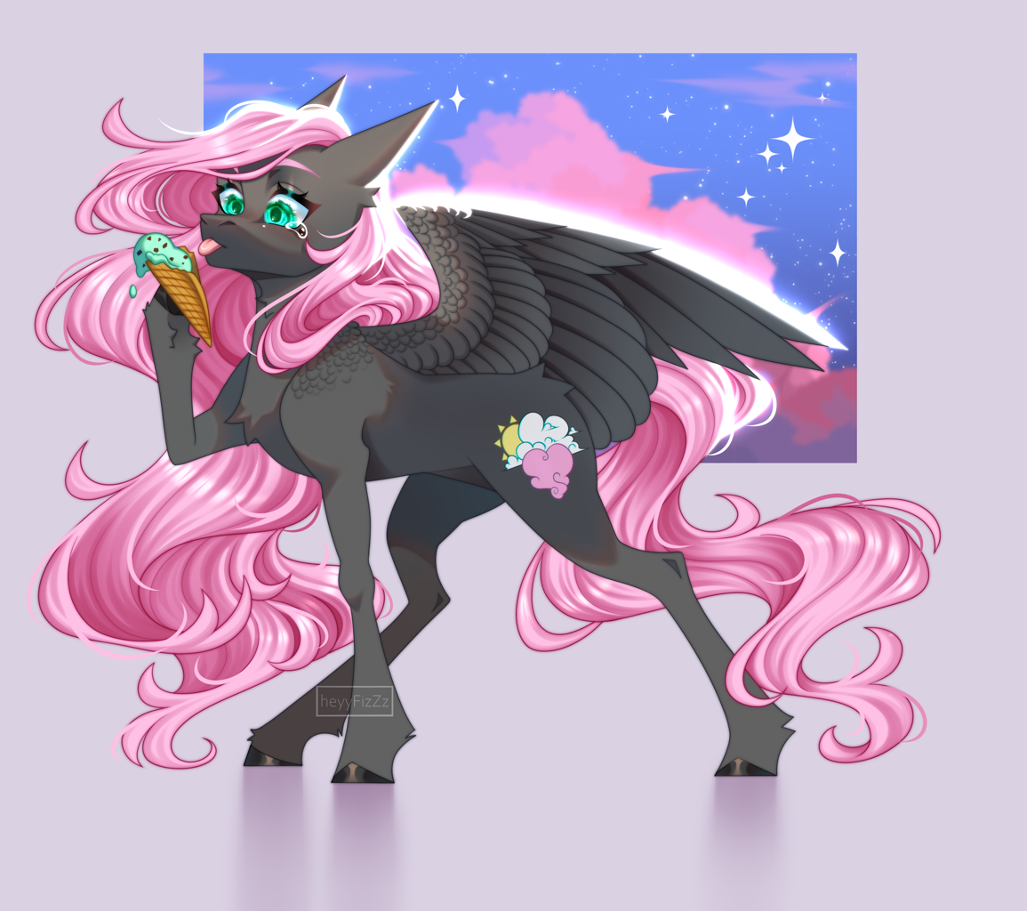 #3004840 - safe, artist:ohhoneybee, oc, oc:cream cloud, pegasus, pony ...