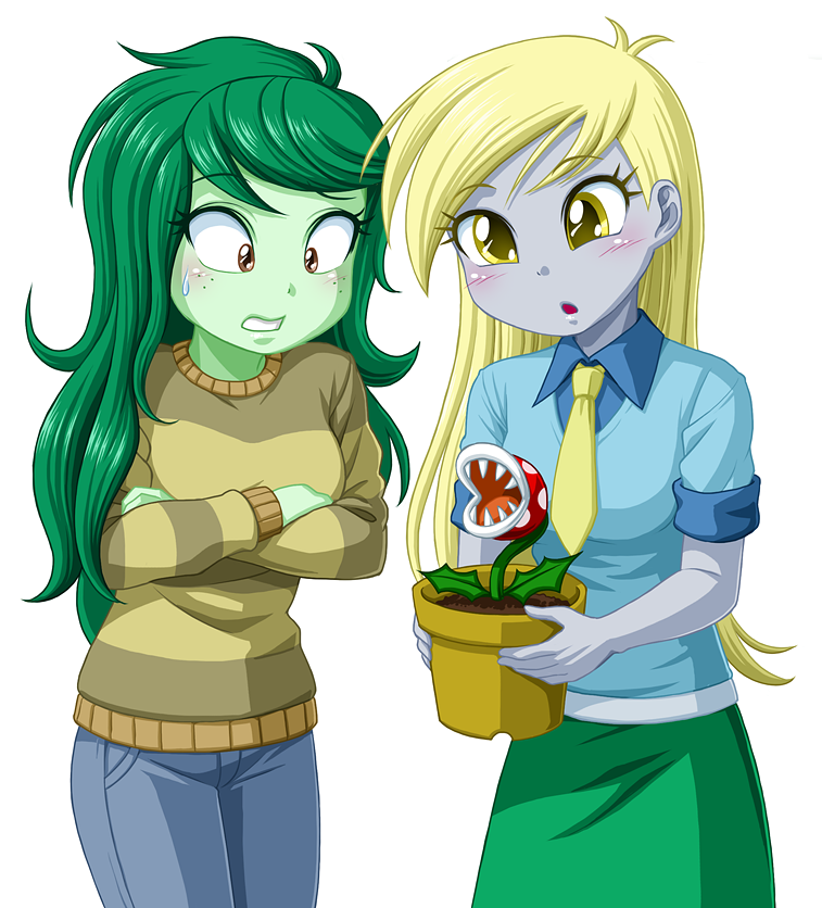 #3004895 - safe, artist:uotapo, edit, derpy hooves, wallflower blush ...