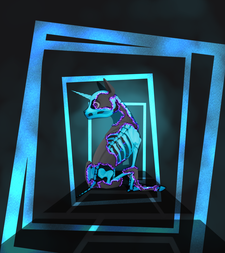 #3006259 - semi-grimdark, artist:stray prey, oc, oc only, oc:lucent, pony, unicorn, bone ...