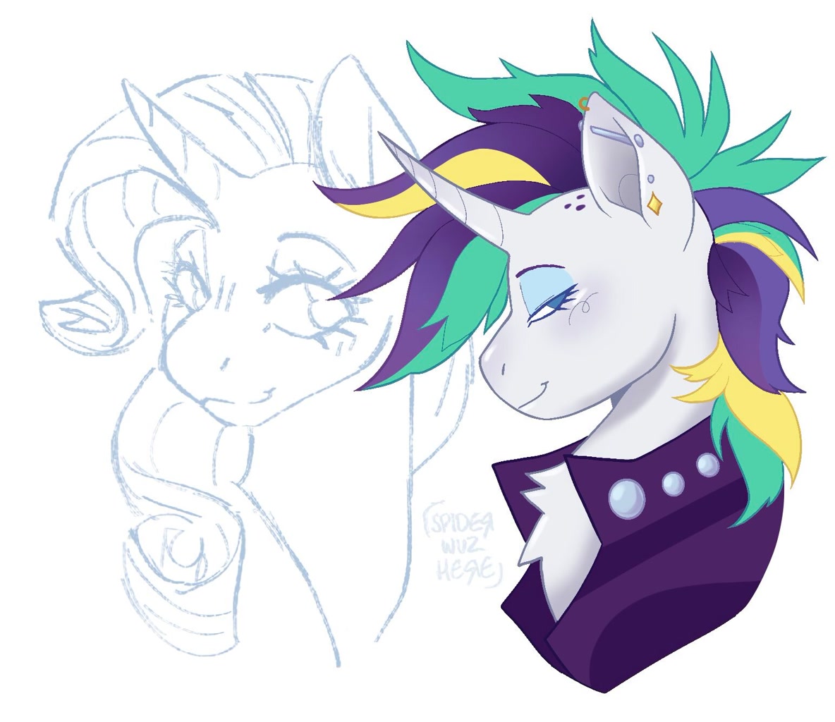 #3009039 - safe, artist:spiderzawa, rarity, pony, alternate hairstyle ...