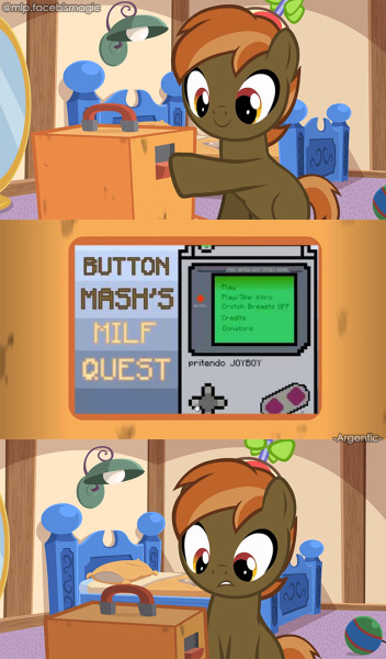 #2999072 - suggestive, artist:mlpfbismagic, button mash, earth pony ...