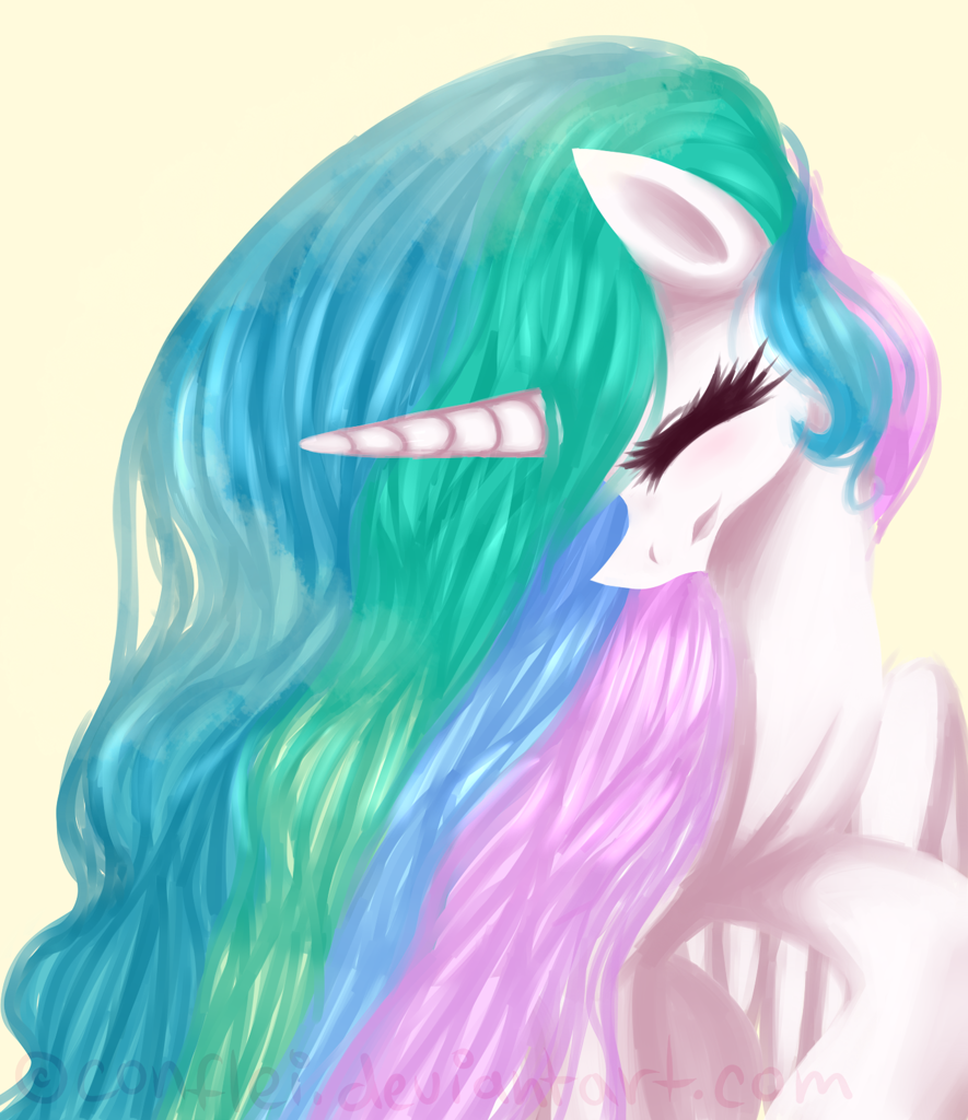 #3010998 - safe, artist:conflei, princess celestia, alicorn, pony, g4 ...