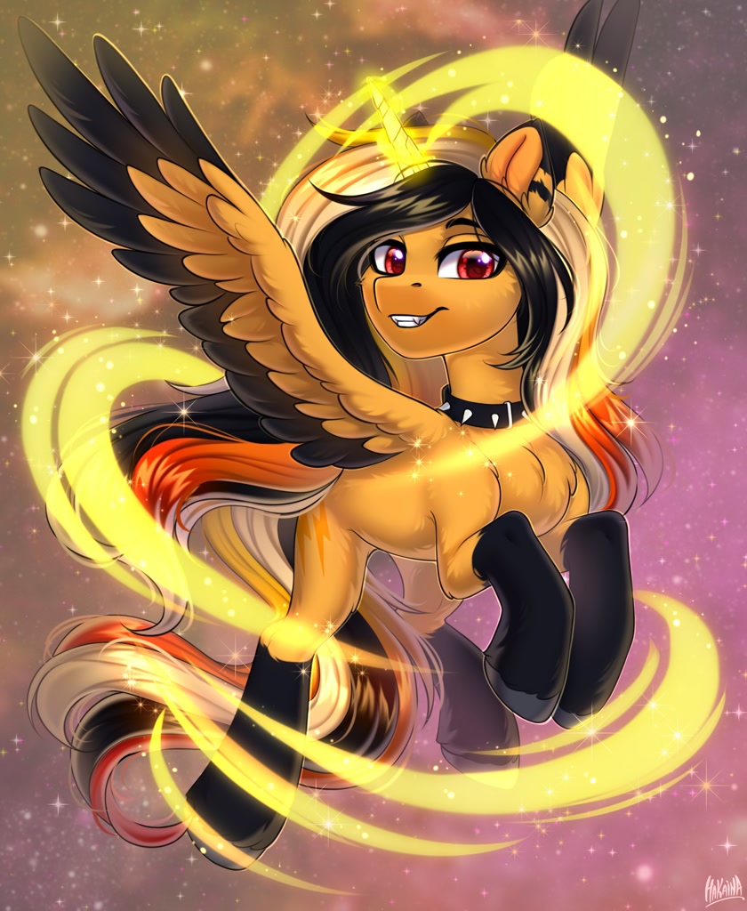 #3011752 - safe, artist:hakaina, oc, oc only, oc:lightning bolty, alicorn, pegasus, pony ...