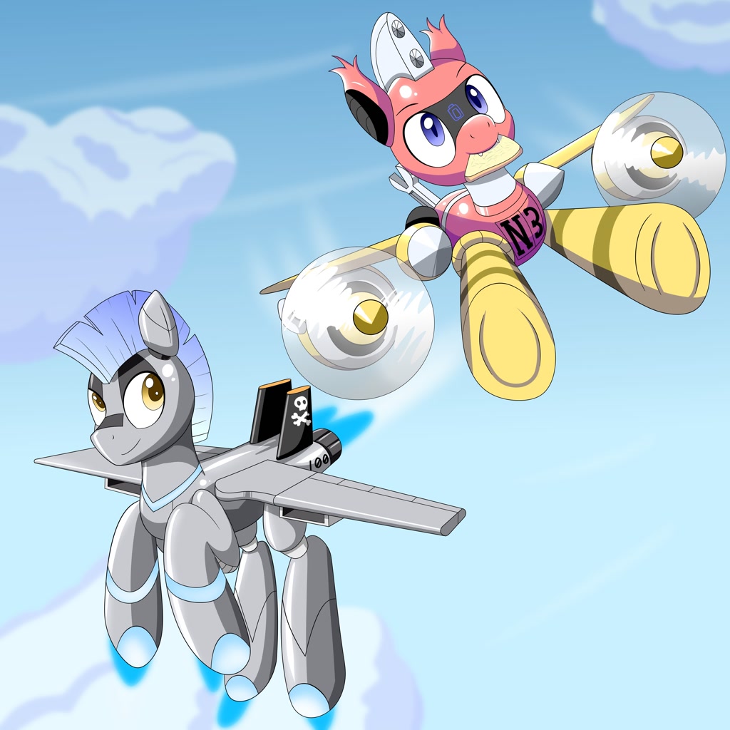 #3015864 - safe, artist:trackheadtherobopony, oc, oc:blitzwing, oc:trackhead, bat pony, original ...