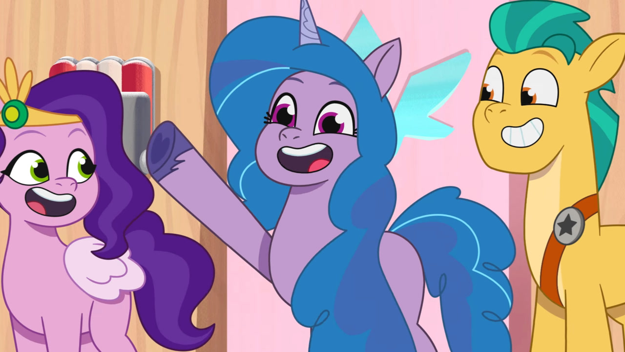 #3016353 - safe, screencap, hitch trailblazer, izzy moonbow, pipp ...