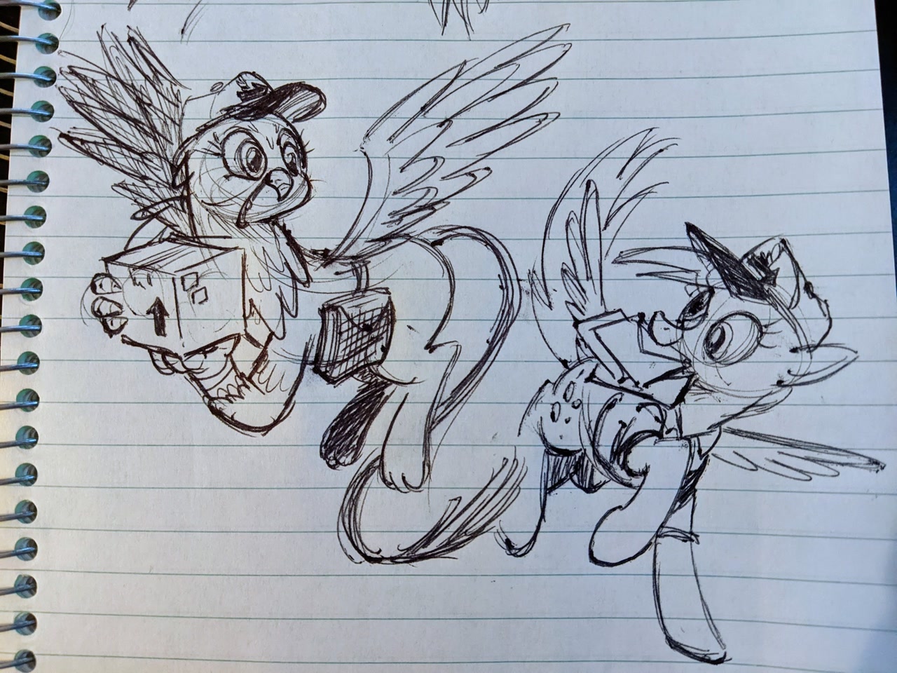 #3000030 - safe, artist:mellodillo, derpy hooves, gabby, griffon ...