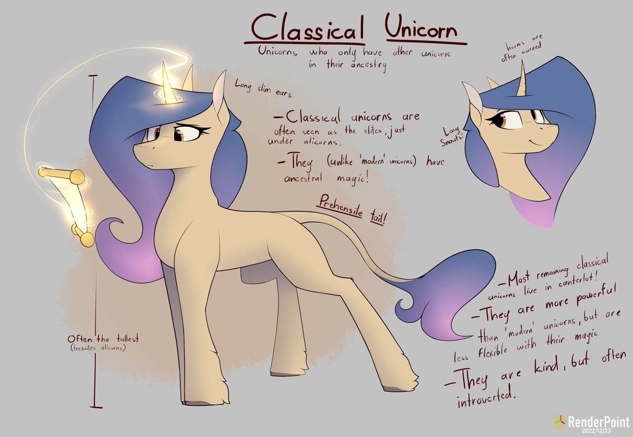 #3017097 - safe, artist:renderpoint, oc, oc only, classical unicorn, pony, unicorn, cloven ...