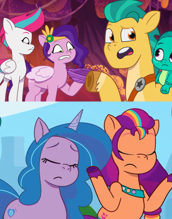 #3017308 - safe, edit, edited screencap, screencap, hitch trailblazer, izzy moonbow, pipp petals ...