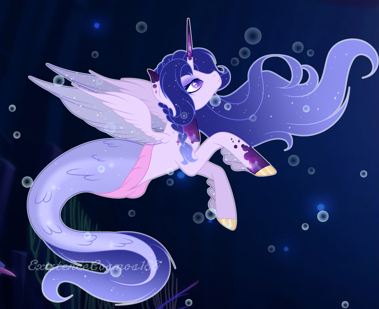 #3000889 - safe, artist:existencecosmos188, oc, oc only, oc:existence, alicorn, hybrid, merpony ...