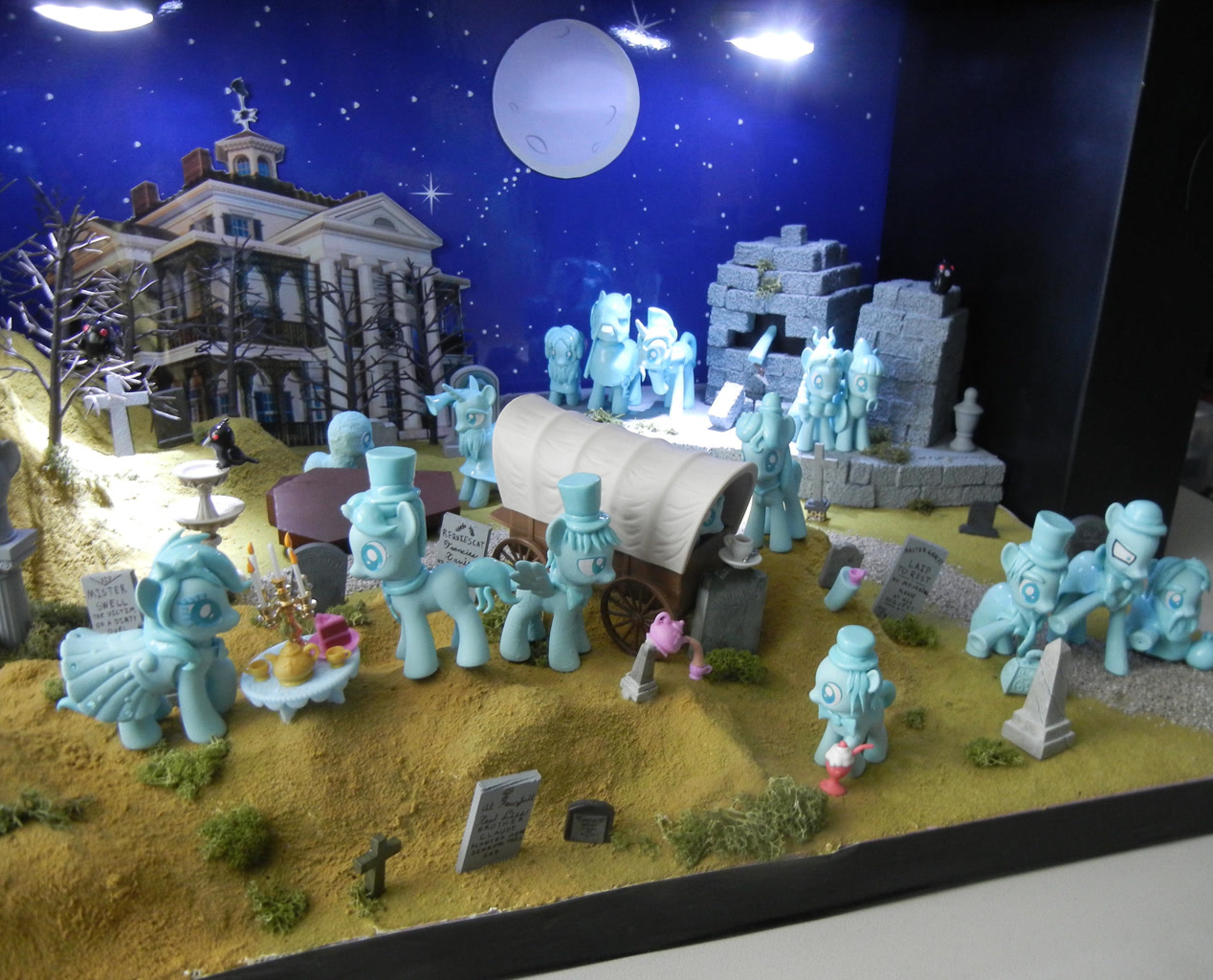 #2807070 - safe, artist:silverband7, ghost, ghost pony, covered wagon ...