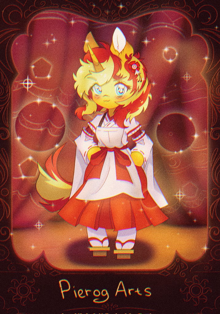 #2810185 - safe, artist:pierogarts, sunset shimmer, fox, fox pony ...