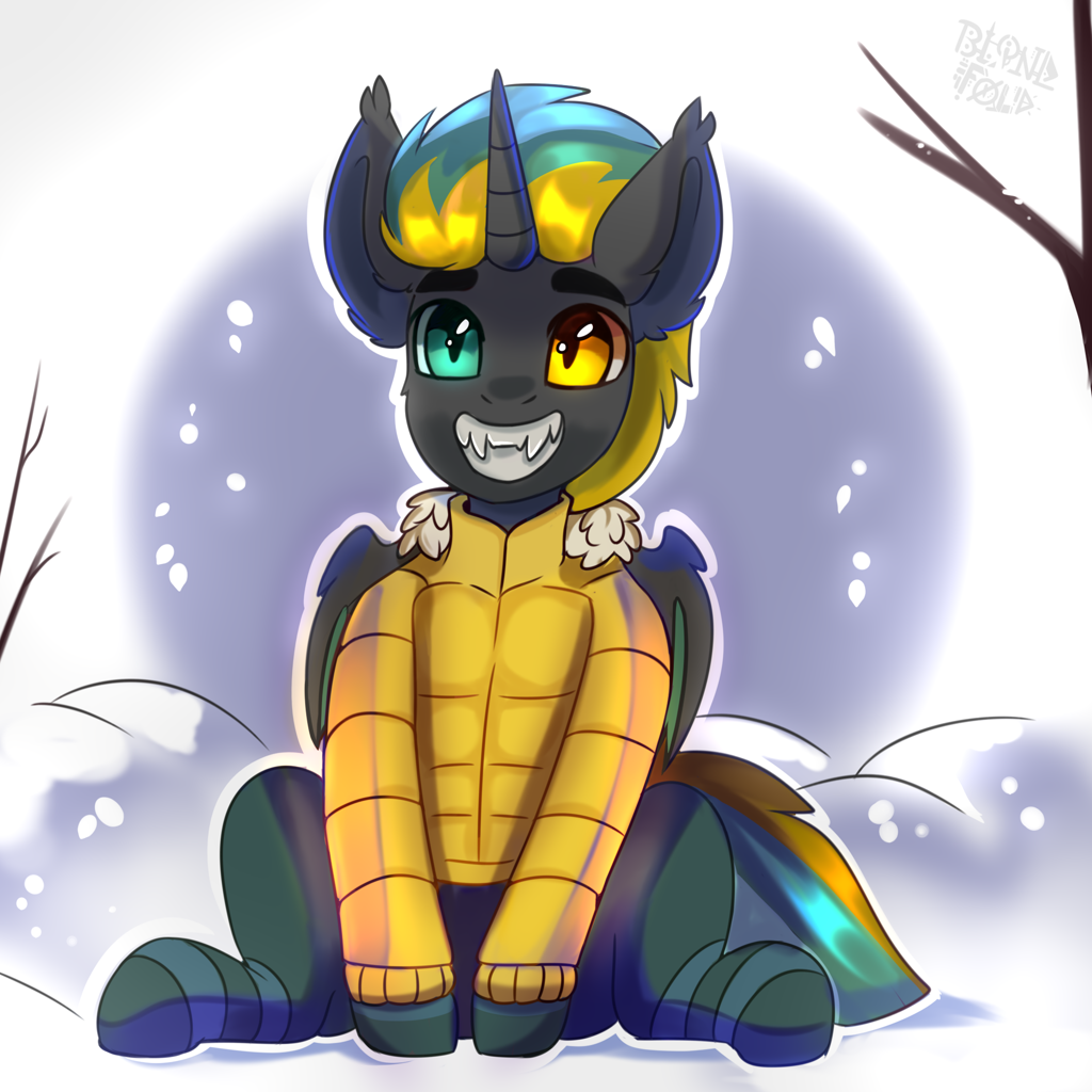 #2813037 - safe, artist:freak-side, oc, oc only, alicorn, bat pony, bat ...