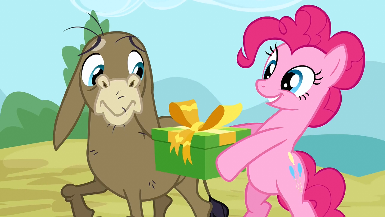 #2798497 - safe, screencap, cranky doodle donkey, pinkie pie, donkey ...