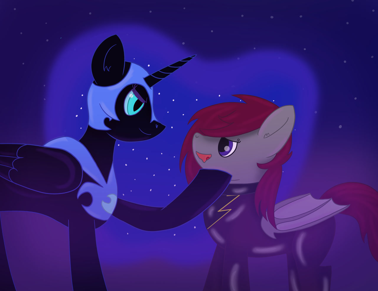 #2824531 - safe, artist:vespermoon, nightmare moon, oc, oc:vesper moon ...